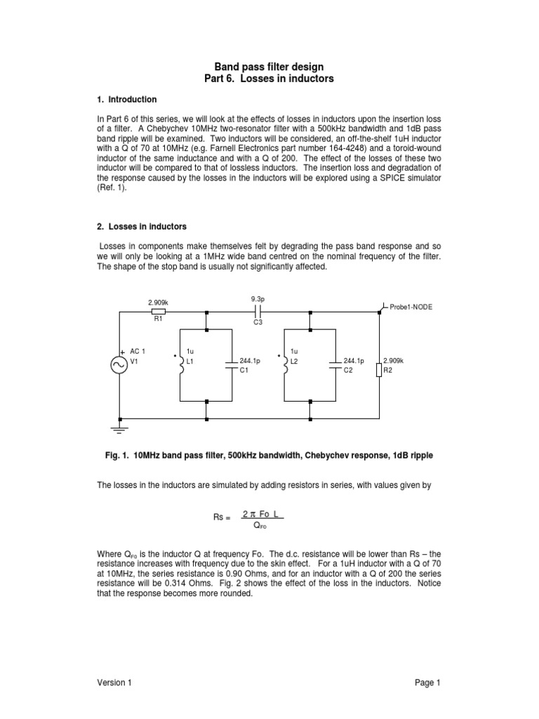 Band Pass Filter Design Part 6. Band Pass Filters From First Principles ...