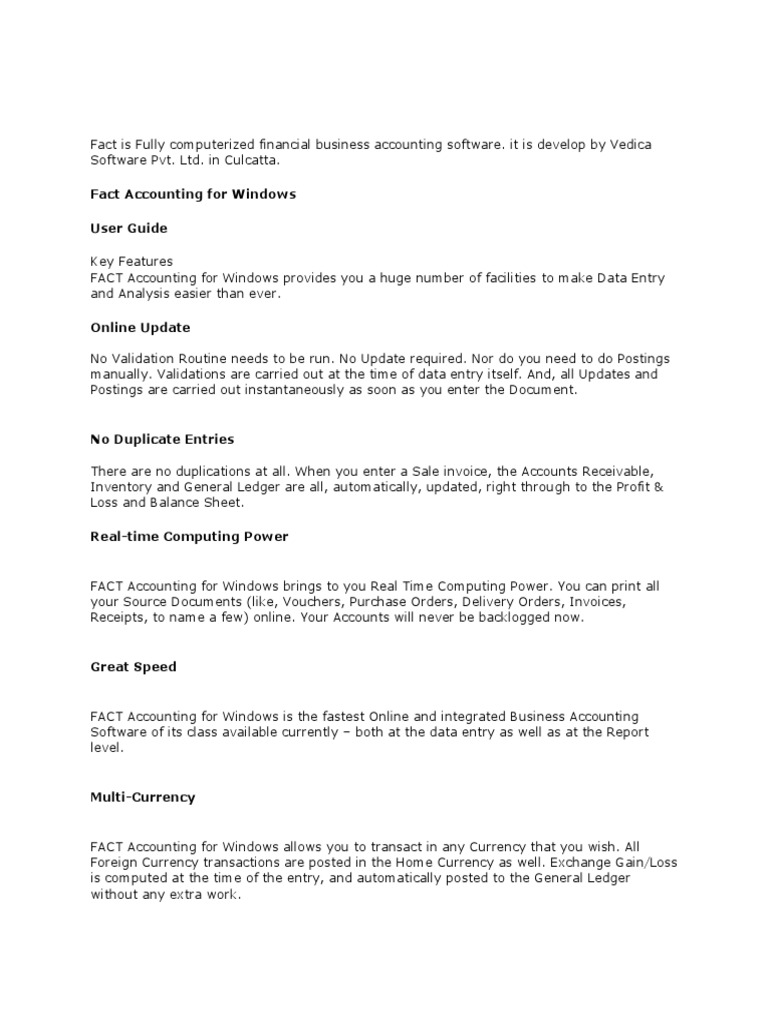 Fact Accounting For Windows User Guide | Download Free PDF | Value ...