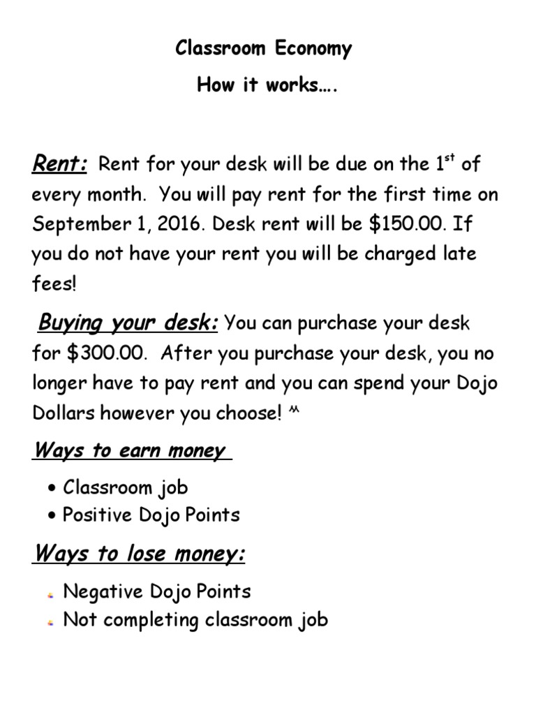Classroom Economy Info | PDF