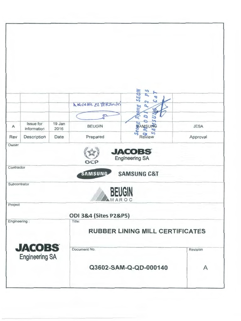 Rubber Mill Certificates | Technology (General) | Science