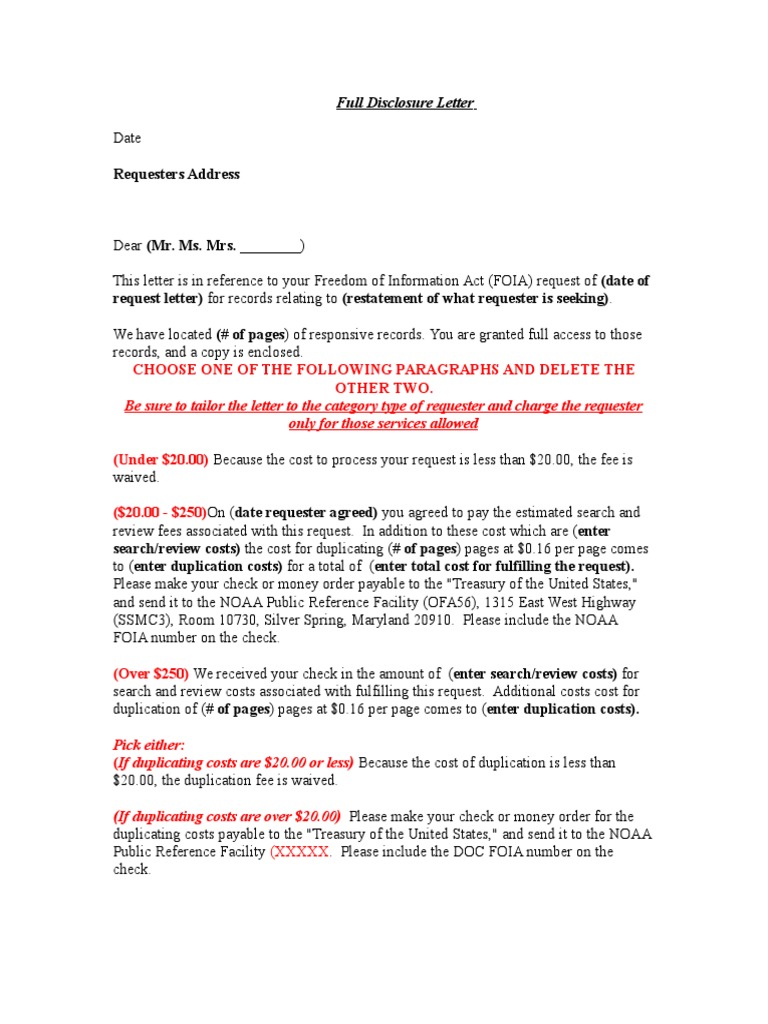 FOIA Full Disclosure Letter | PDF