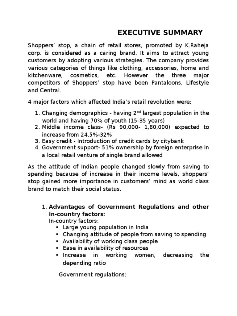 Executive Summary | PDF | Retail | Advertising