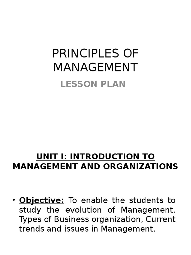 Principles of Management: Lesson Plan | PDF | Leadership | Motivation