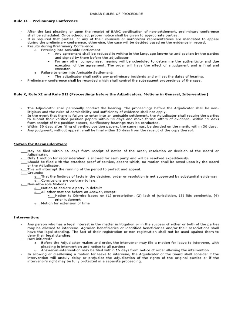Darab Rules of Procedure - SUMMARY ON FEW SECTIONS | Download Free PDF ...