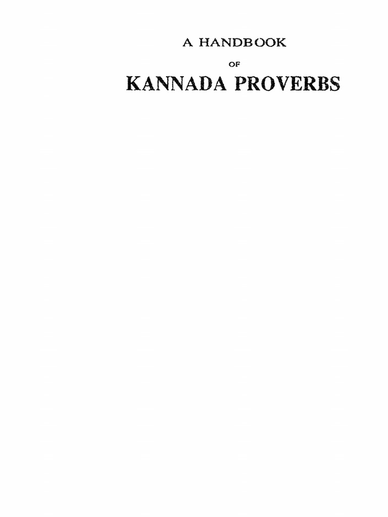 A Handbook of Kannada Proverbs | PDF