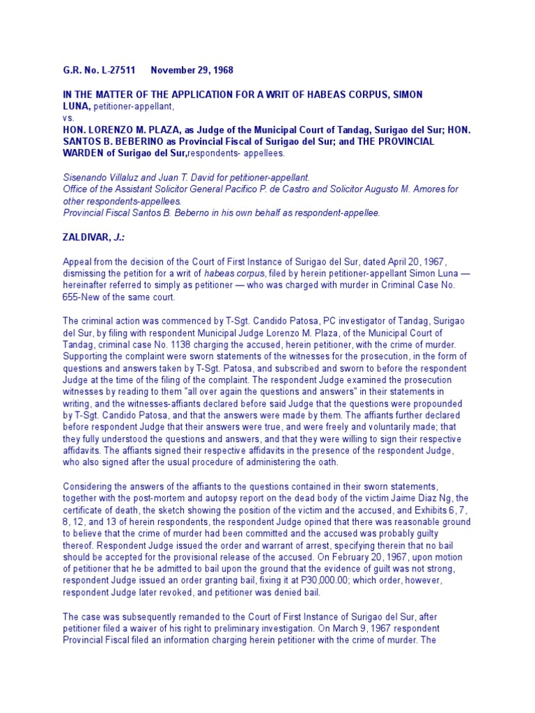 Luna's Habeas Corpus Appeal Outcome | PDF | Arrest Warrant | Arrest