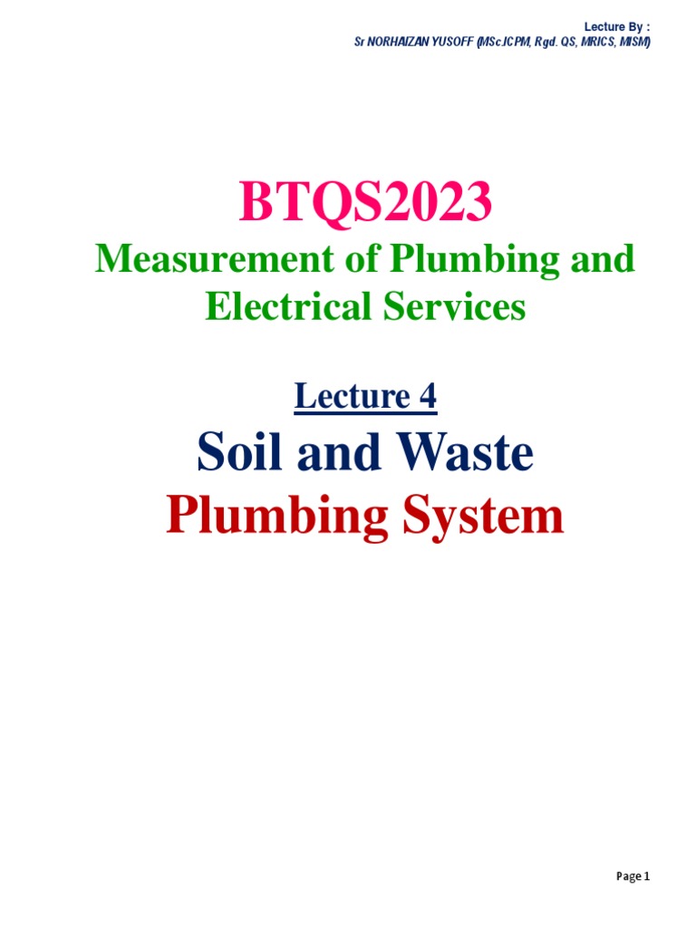 Lecture 4A - Understanding Sanitary Plumbing System | PDF | Plumbing ...