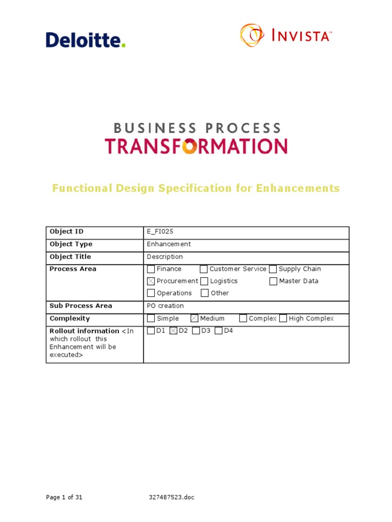 Functional Specifications Template | PDF