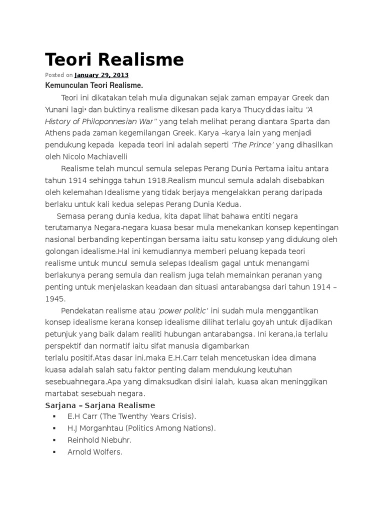Teori Realisme | PDF