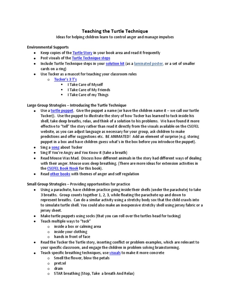 teaching the turtle technique 5 | Anger | Teaching And Learning