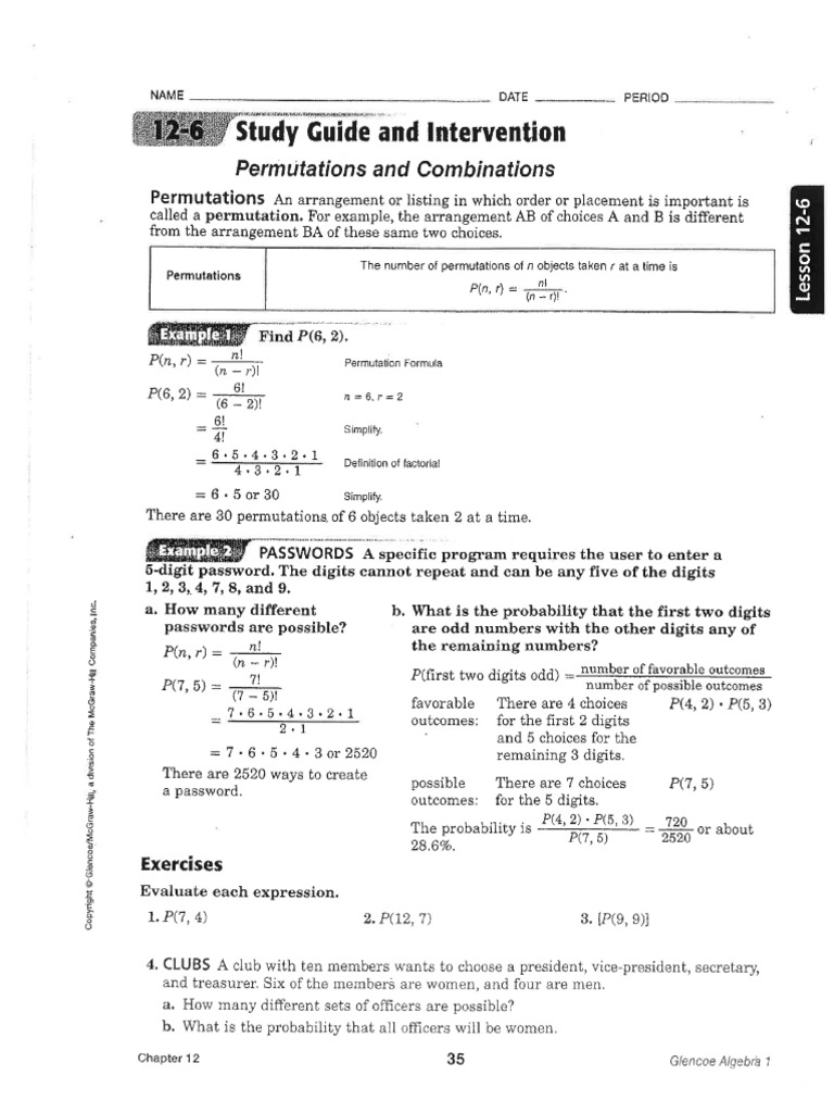 0 4 Permutations Combinations Resource Packet | PDF