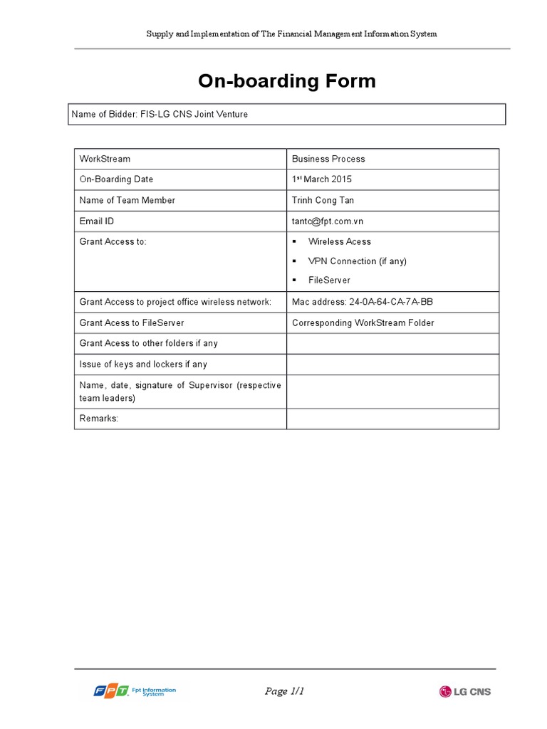 On Boarding Template | PDF | Technology & Engineering