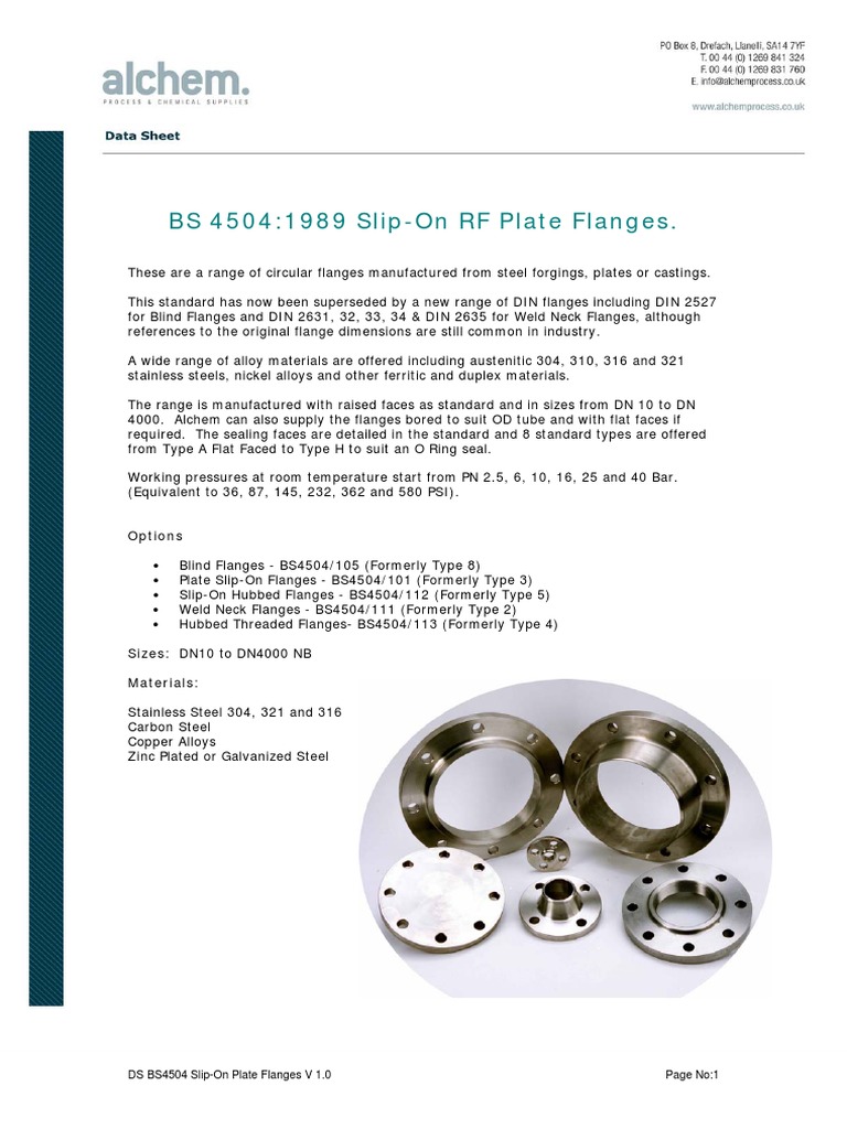 BS 4504 Slip On Flanges PDF | PDF | Steel | Metals