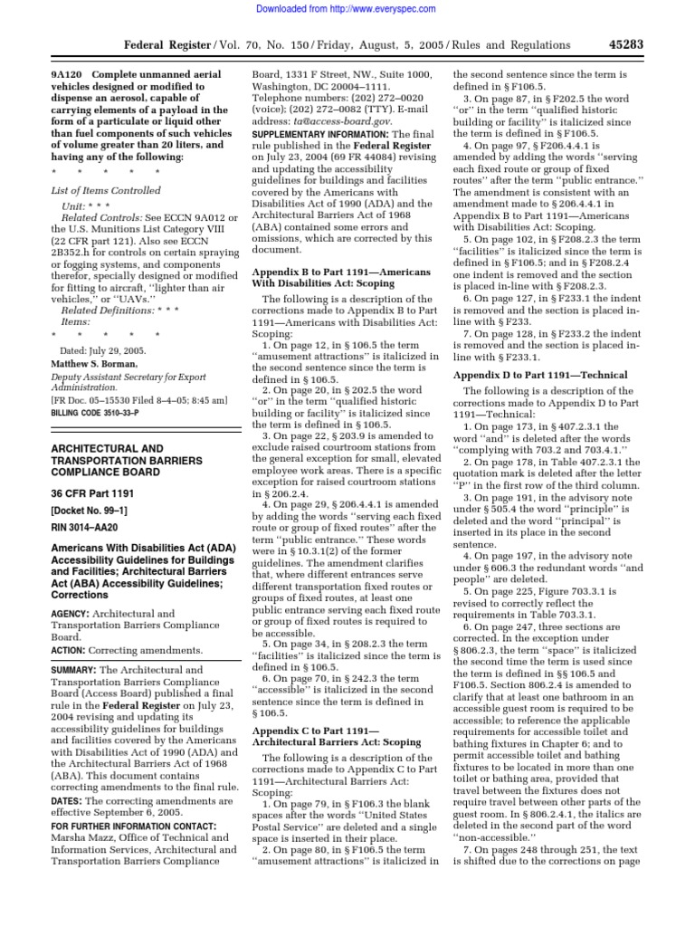 ADA Accessibility Guidelines Corrections | PDF | Americans With ...