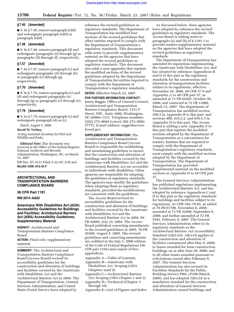 Ada Architecture Barriers Act Accessibility Guidelines Supplement ...