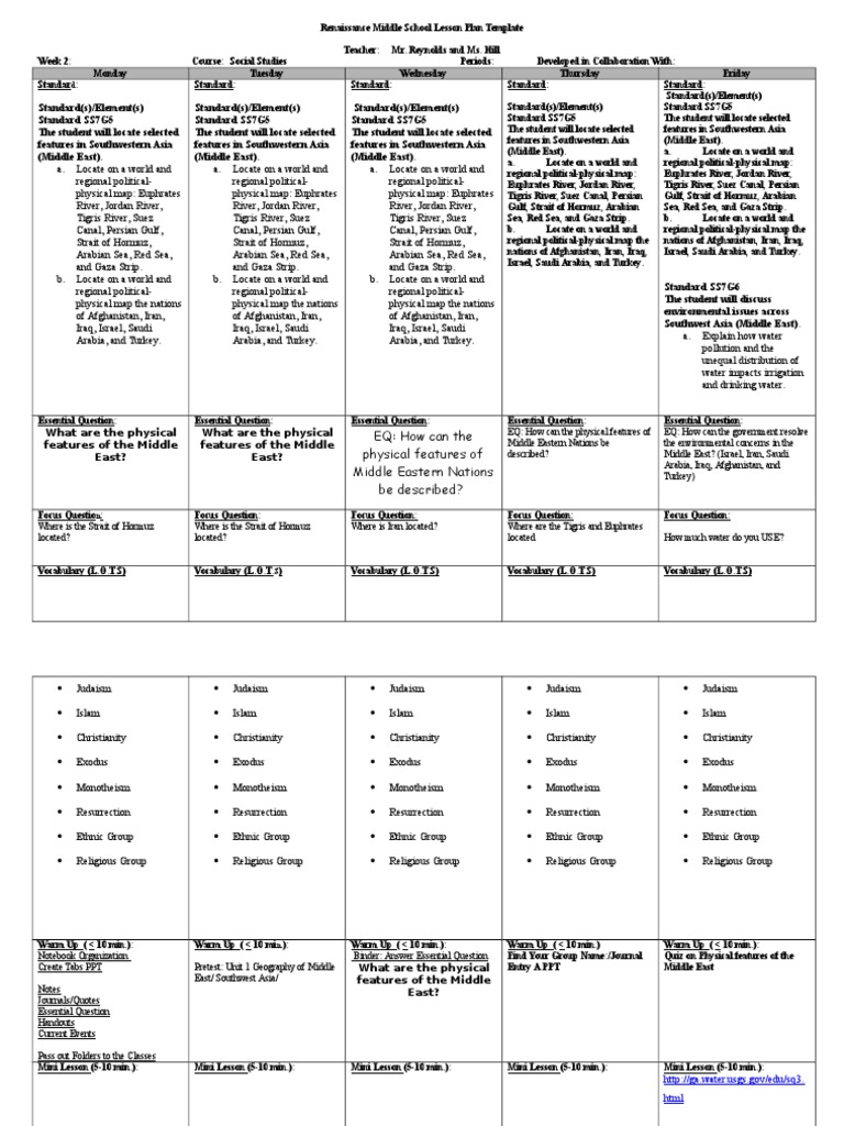 Week 3 Lesson Plan | PDF | Persian Gulf | Arabian Peninsula