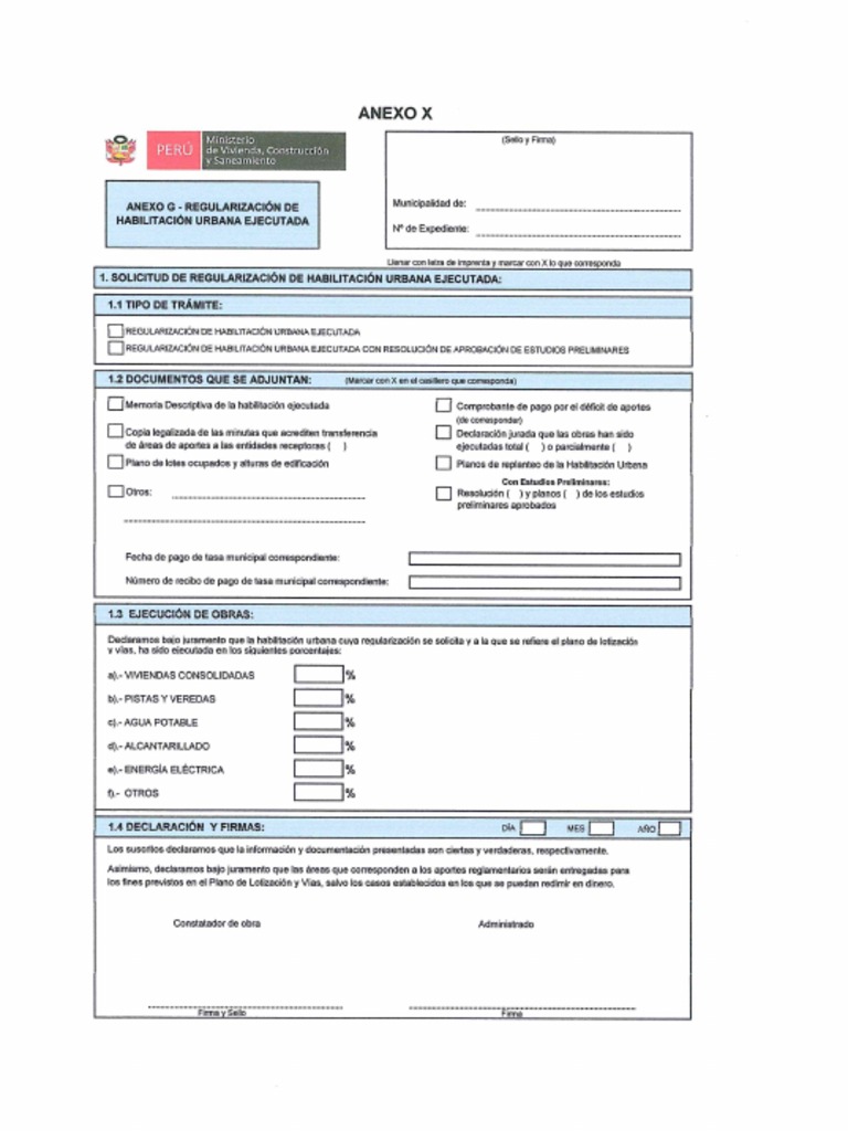 Formulario - Anexo G - Anexo-X | PDF