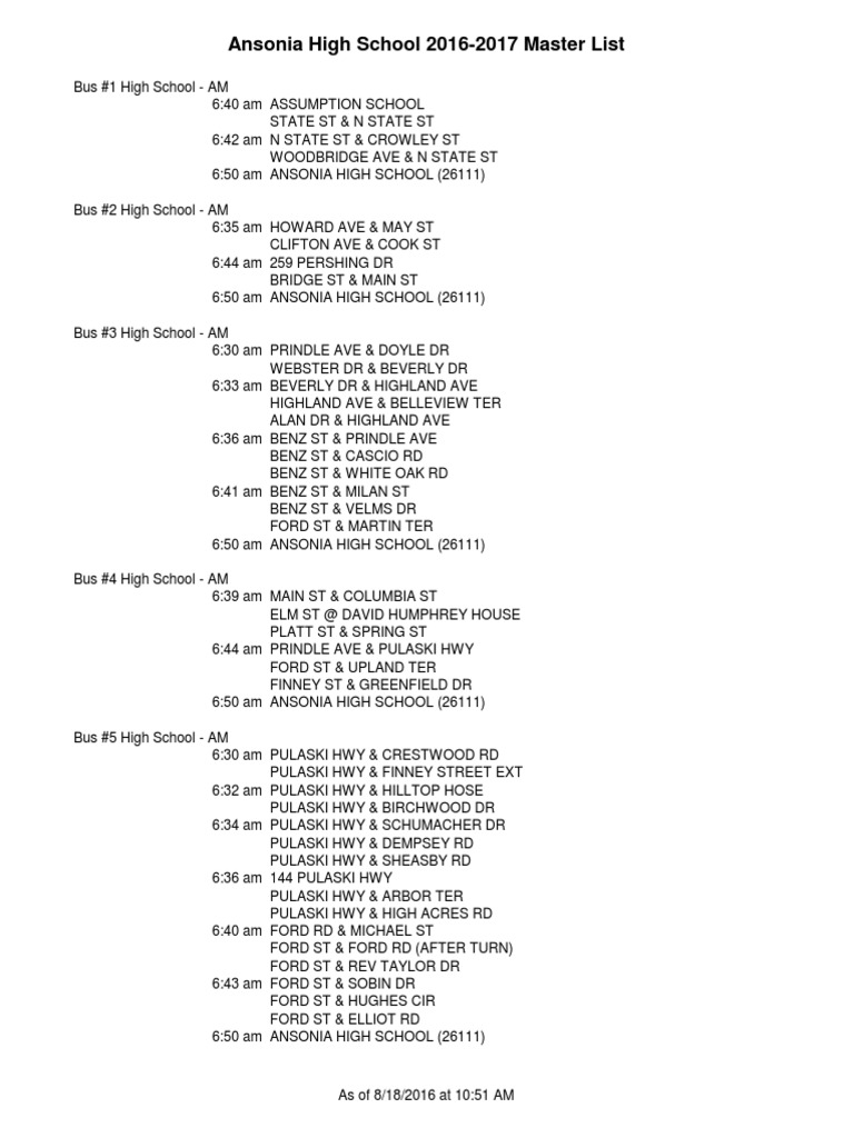 Ansonia High School 2016-2017 Master List | PDF