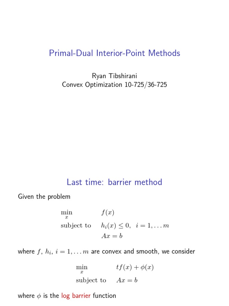 Primal-Dual Interior-Point Methods for Solving Linear Programs | PDF ...