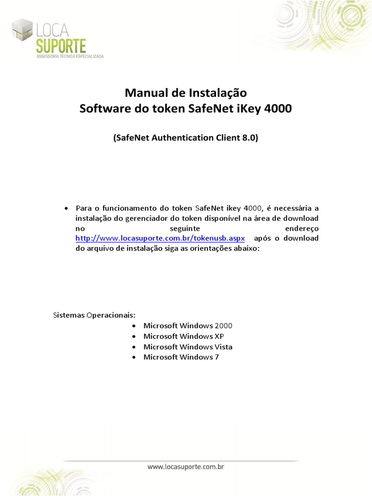 Token USB IKey 4000 SafeNet Windows | PDF | Windows XP | Microsoft Windows