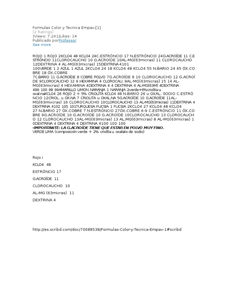 Formulas de Color | PDF