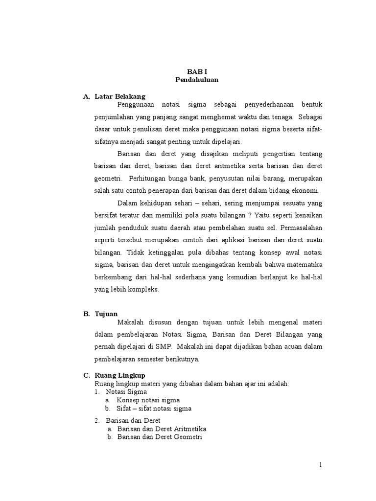 Makalah Barisan Dan Deret Bilangan | PDF