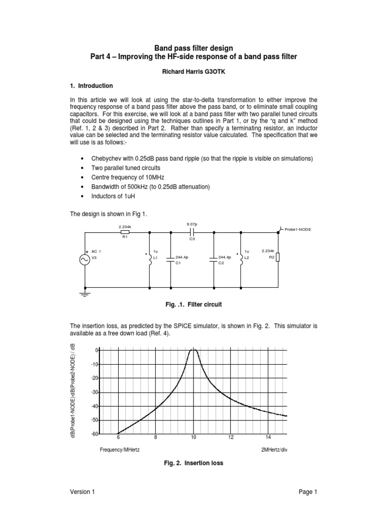 Band Pass Filter Design Part 4. Band Pass Filters From First Principles ...