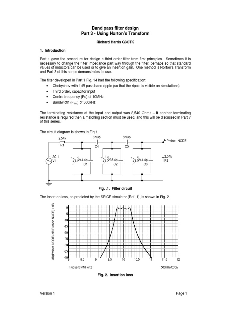 Band Pass Filter Design Part 3. Band Pass Filters From First Principles ...