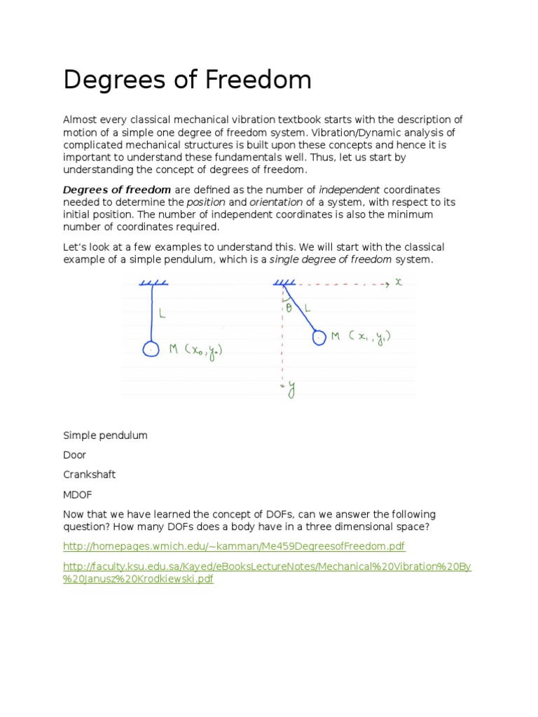 Understanding Degrees of Freedom in Mechanics | PDF