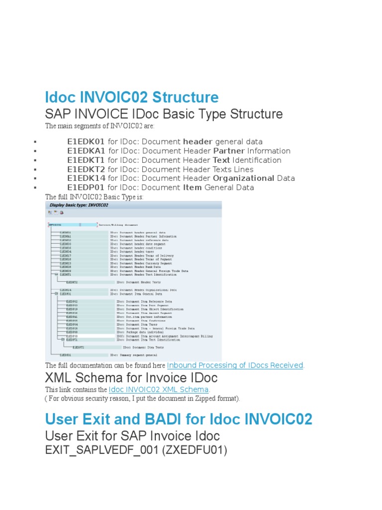 Idoc INVOIC02 Structure 01 | PDF | Xml Schema | Invoice
