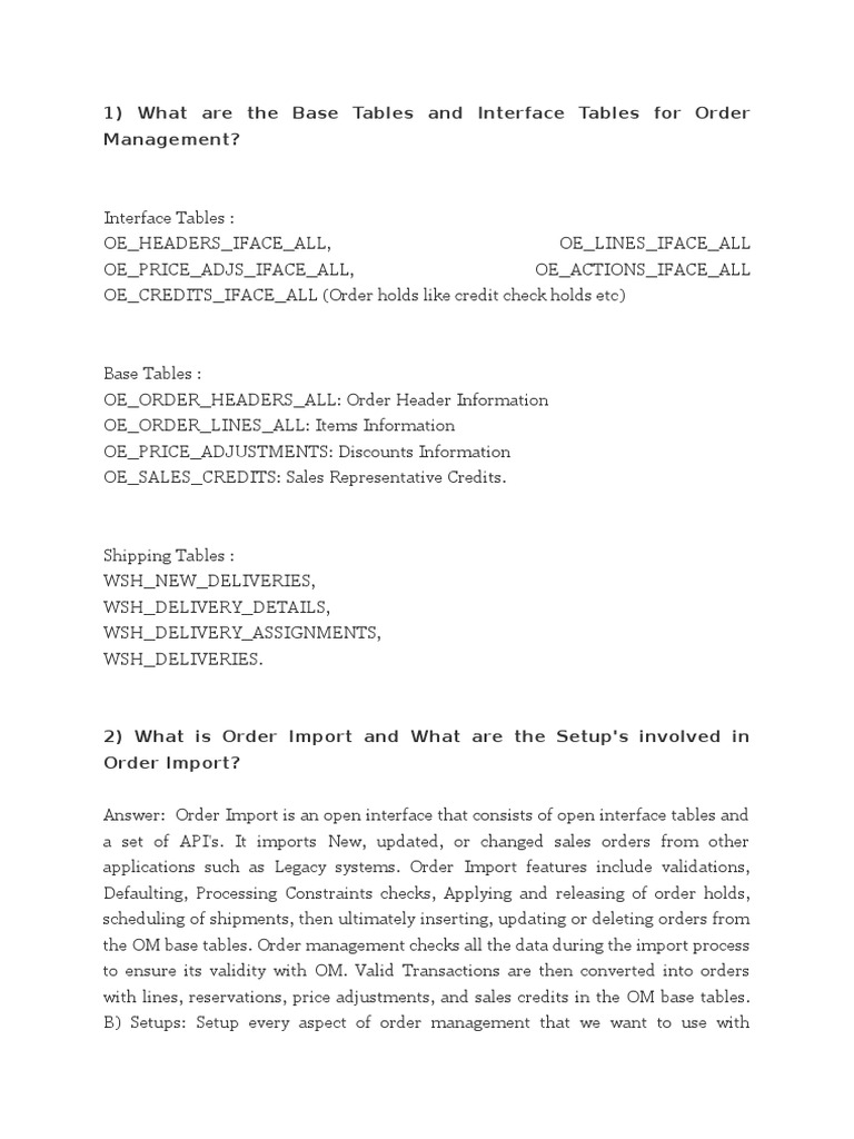 Order Management Questions | PDF | Application Programming Interface ...