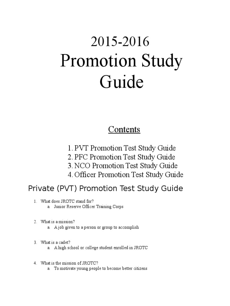 2015 - 16 Promotion Study Guide | PDF | Military Rank | Sergeant
