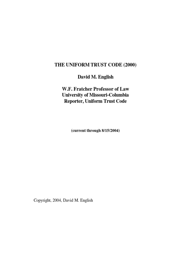 The Uniform Trust Code | PDF | Trust Law | Trustee