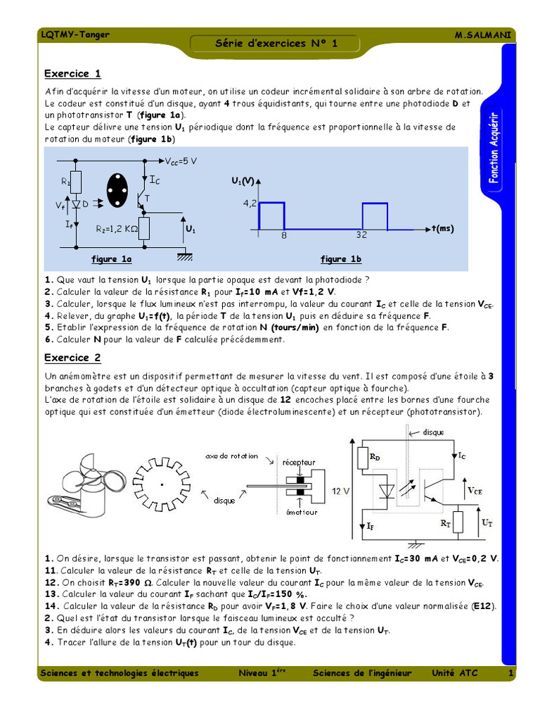 Exercices Capteurs | PDF | Capteur | Fréquence