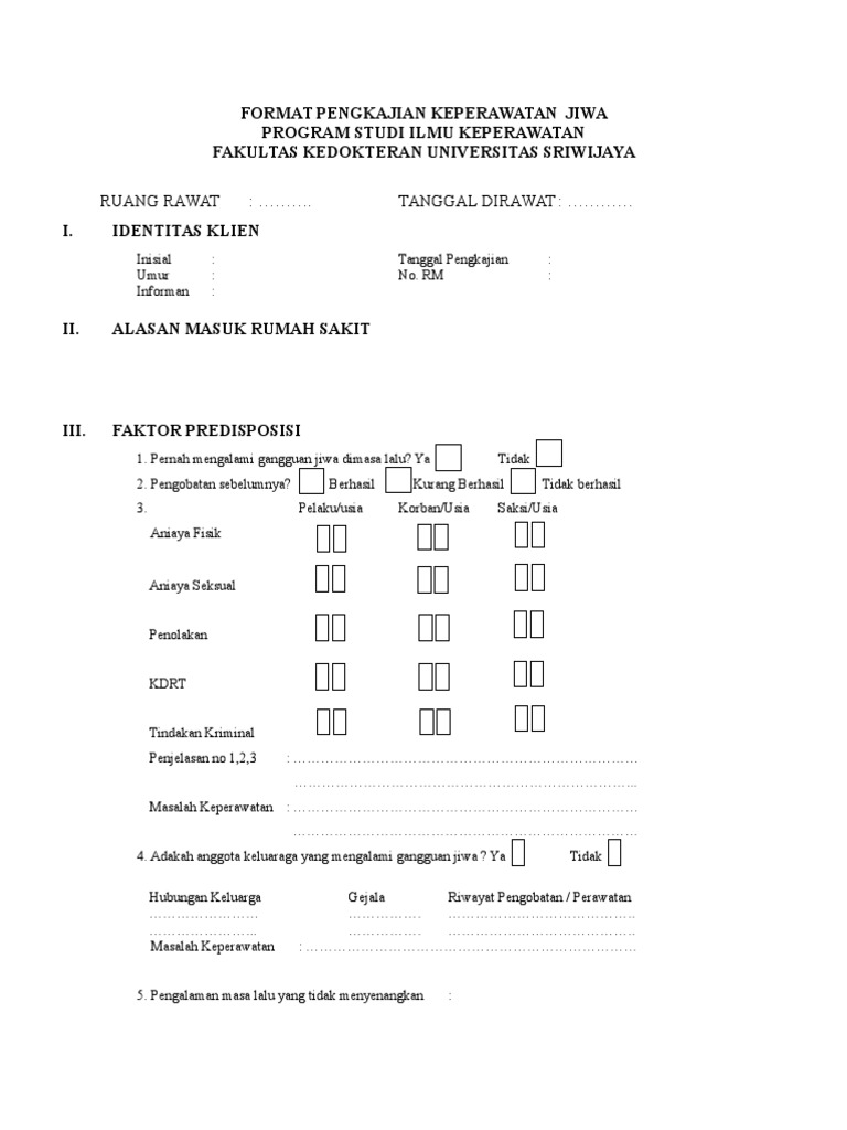 Format Pengkajian Keperawatan Jiwa | PDF