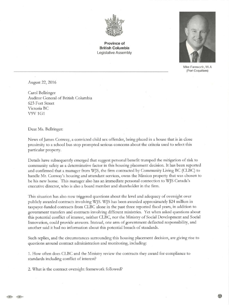 B.C. NDP Letter To The Auditor General. | PDF | British Columbia | Government