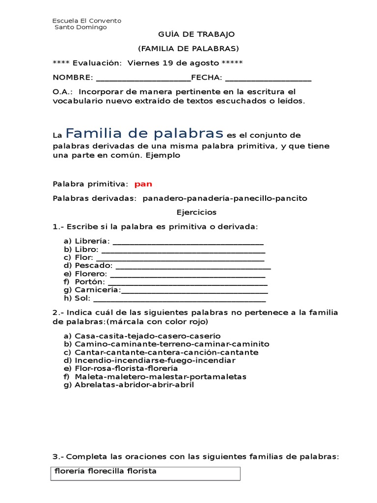 Hojas De Trabajo De La Familia De Palabras Ill