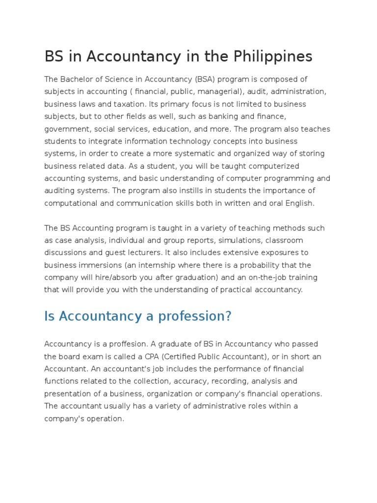 BS in Accountancy in the Philippines.docx | Accounting | University And ...
