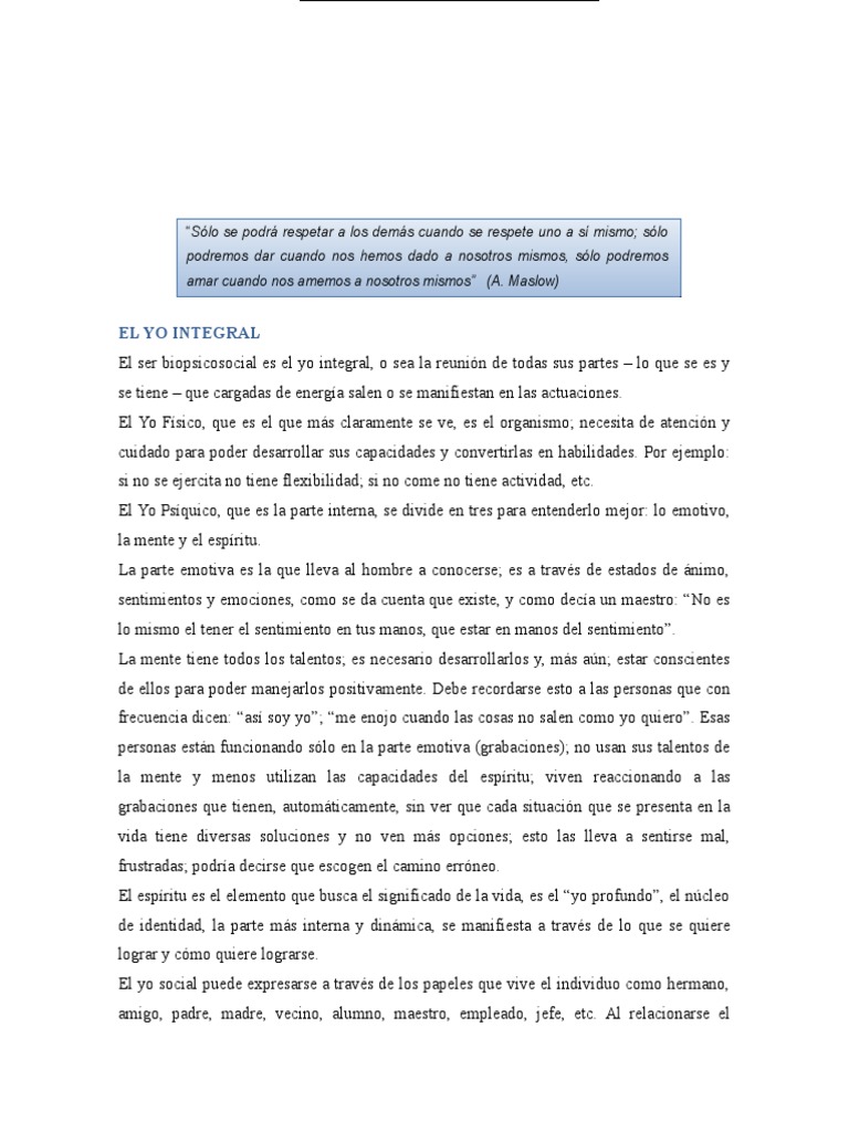 Yo Integral | PDF | Autoestima | Toma de decisiones