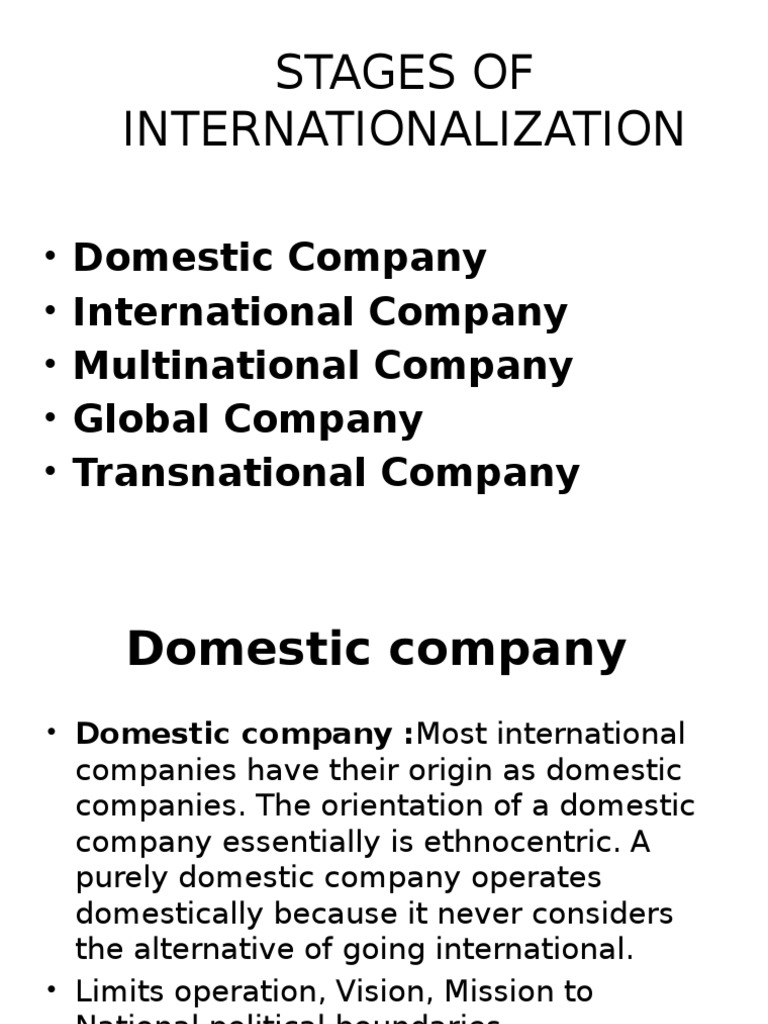 Stages of Internationalization | PDF | Franchising | Exports