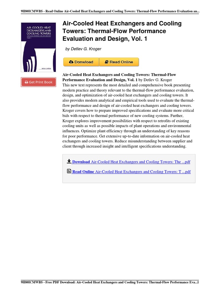 Air Cooled Heat Exchangers Cooling Towers Book Review | PDF ...