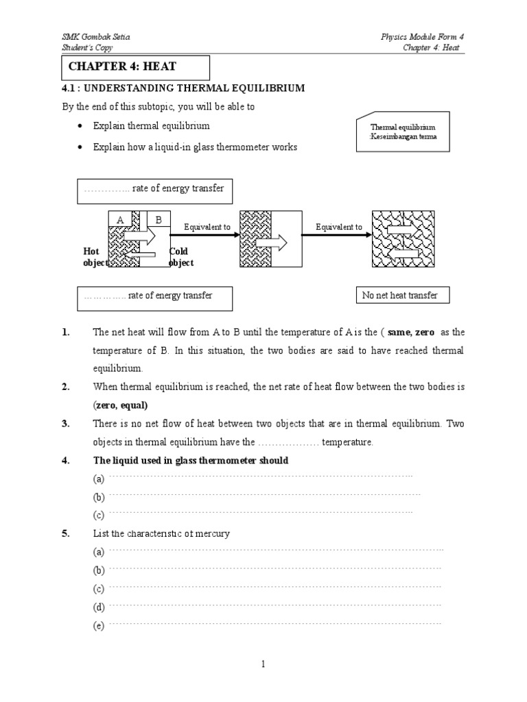 Chapter 4 Heat Students | PDF | Temperature | Latent Heat