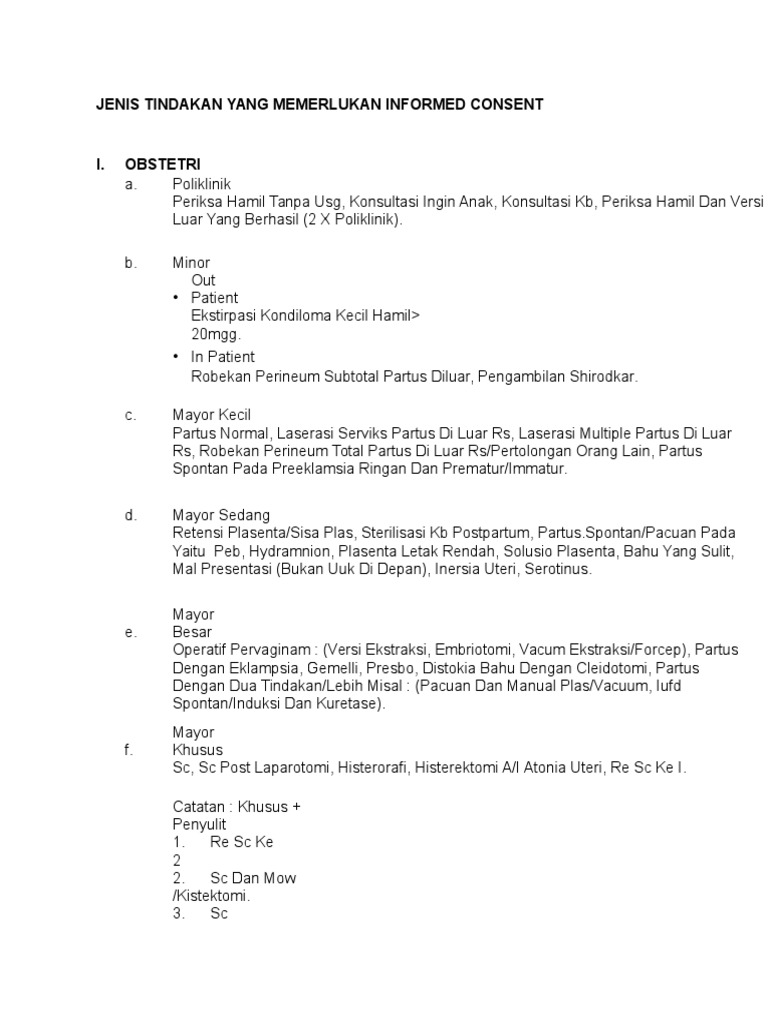 Tindakan Yang Perlu Informed Consent | PDF