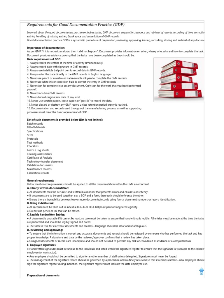 Requirements for Good Documentation Practice (GDP) _ Pharmaceut ...