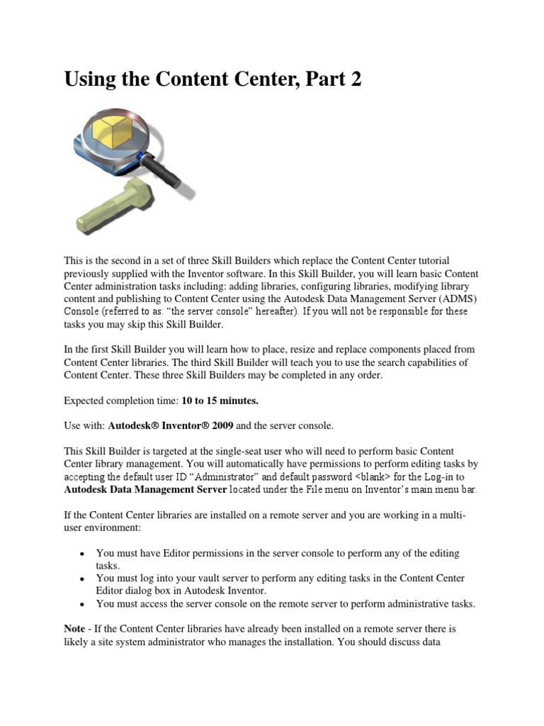 Using The Content Center Part2 | PDF | Library (Computing) | Command ...