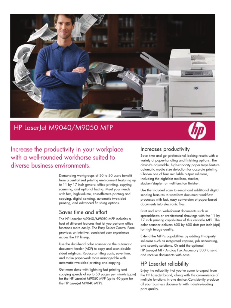 HP LaserJet M9040-9050 MFP Specs | PDF | Image Scanner | Printer ...