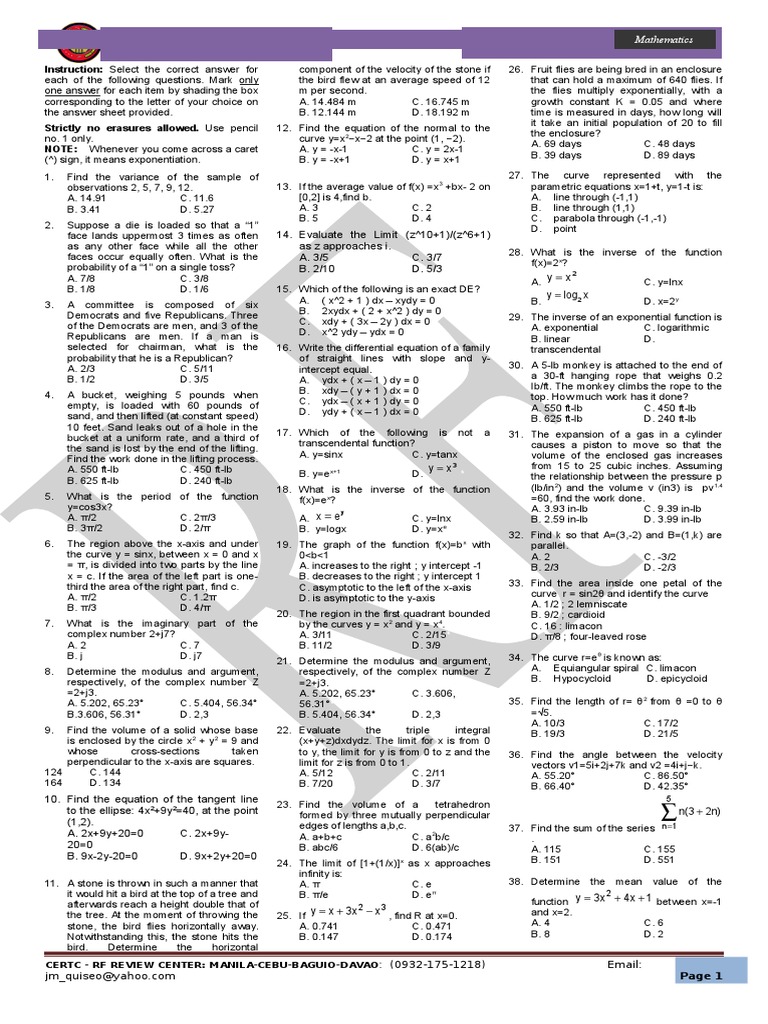 Exam | PDF | Circle | Tangent