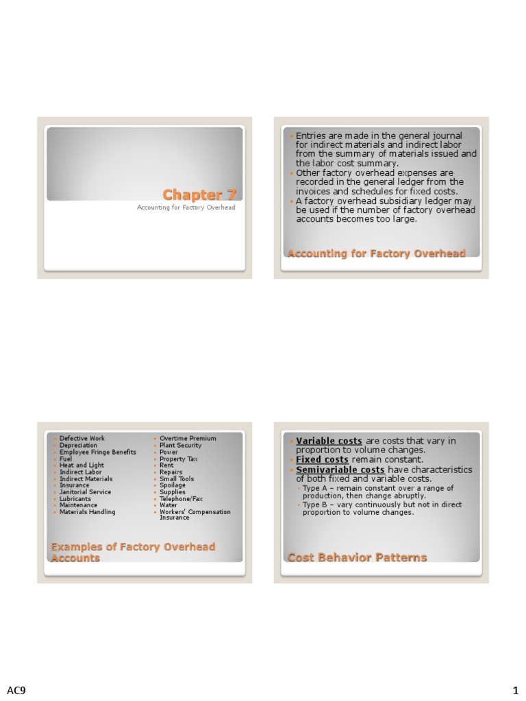 Accounting for Factory Overhead | PDF | Cost Of Goods Sold | Business ...
