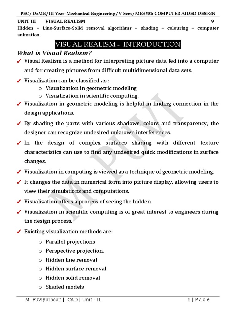 VISUAL REALISM - HIDDEN LINE REMOVAL | PDF | Computer Animation | Color