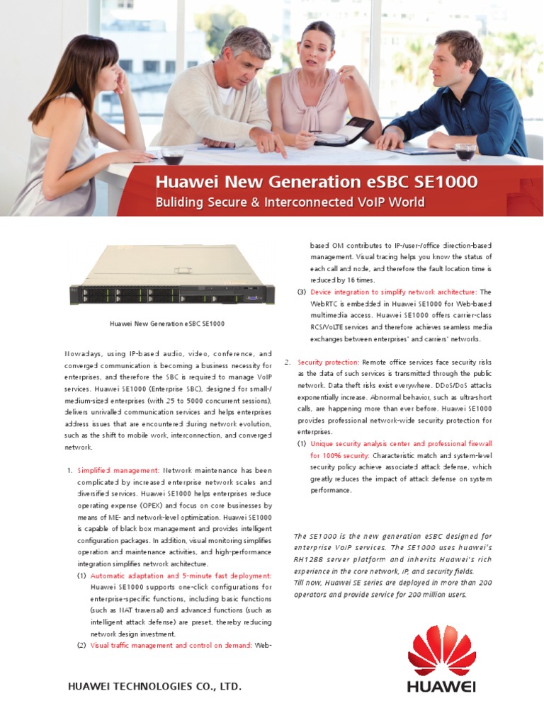 Huawei SE1000 Series Enterprise SBC Data Sheet | PDF | Session ...